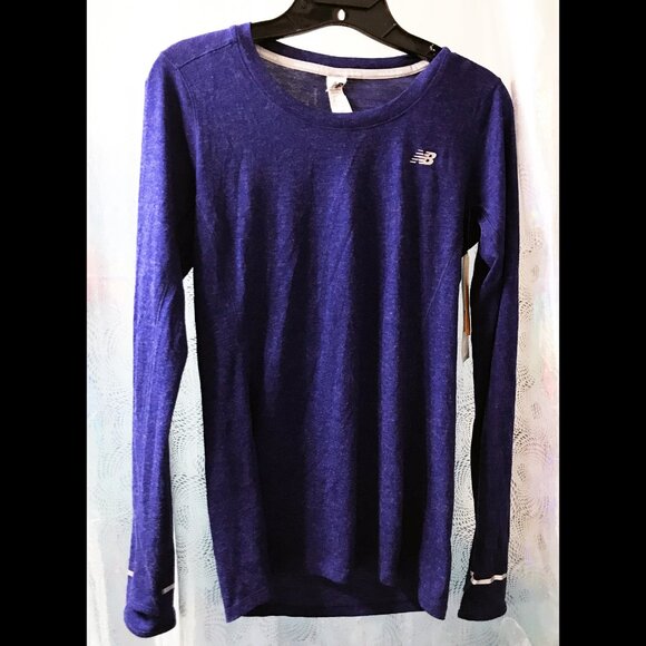 New Balance | Tops | Womens New Balance Dry Long Sleeve Blue Wool Blend ...